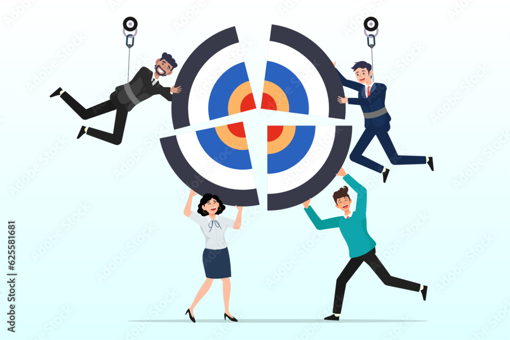 Business people team work together to connect arrow target, team target ...