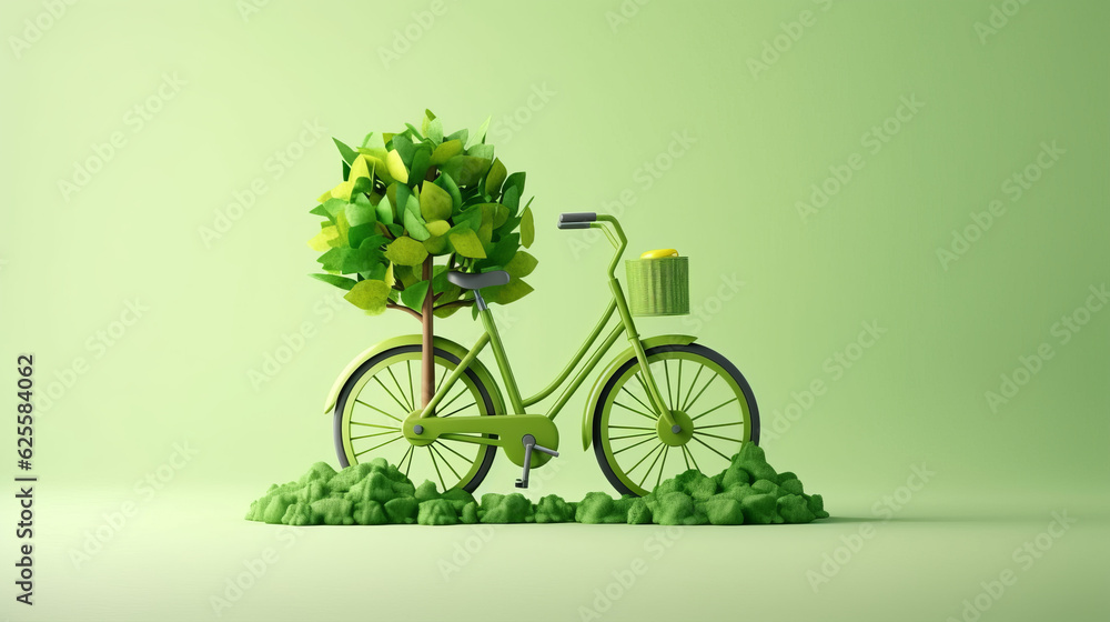 Green eco transportation concept with a bicycle to shift towards ...