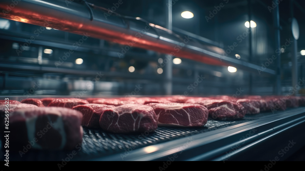 Wagyu beef processing plant, beef on the conveyor belt Stock Photo ...