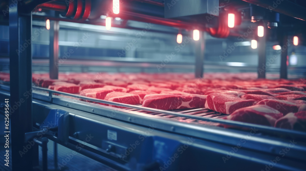Wagyu beef processing plant, beef on the conveyor belt Stock Photo ...