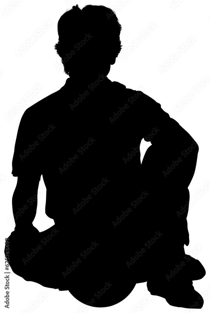 Digital png black silhouette illustration of man sitting on ground on ...