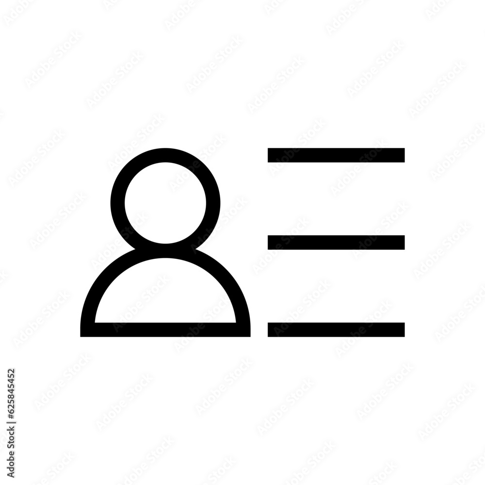 ID card vector icon black outline. Name concept illustration. Badge ...