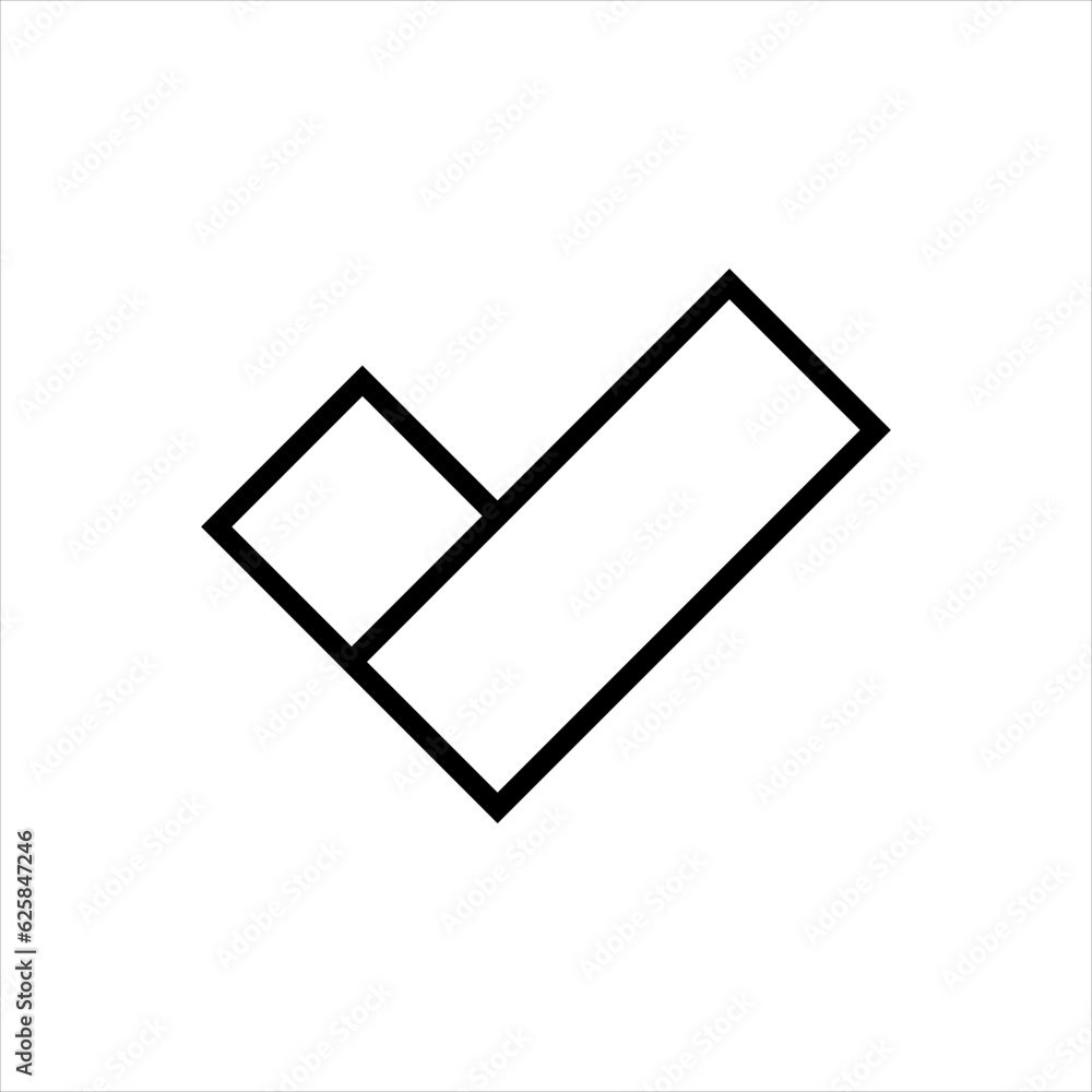 Check mark icon vector illustration black outline. Black tick sign ...