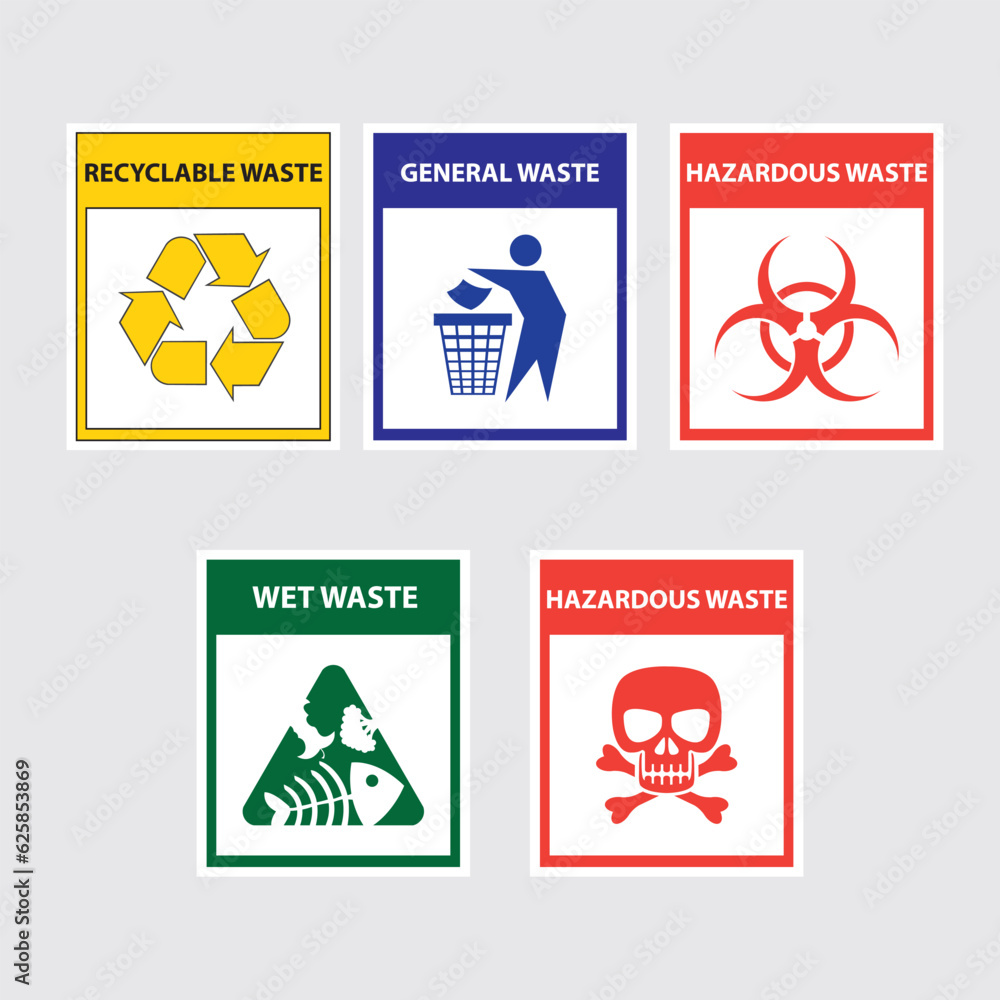 Symbols for each type of waste separation. Stock Vector | Adobe Stock
