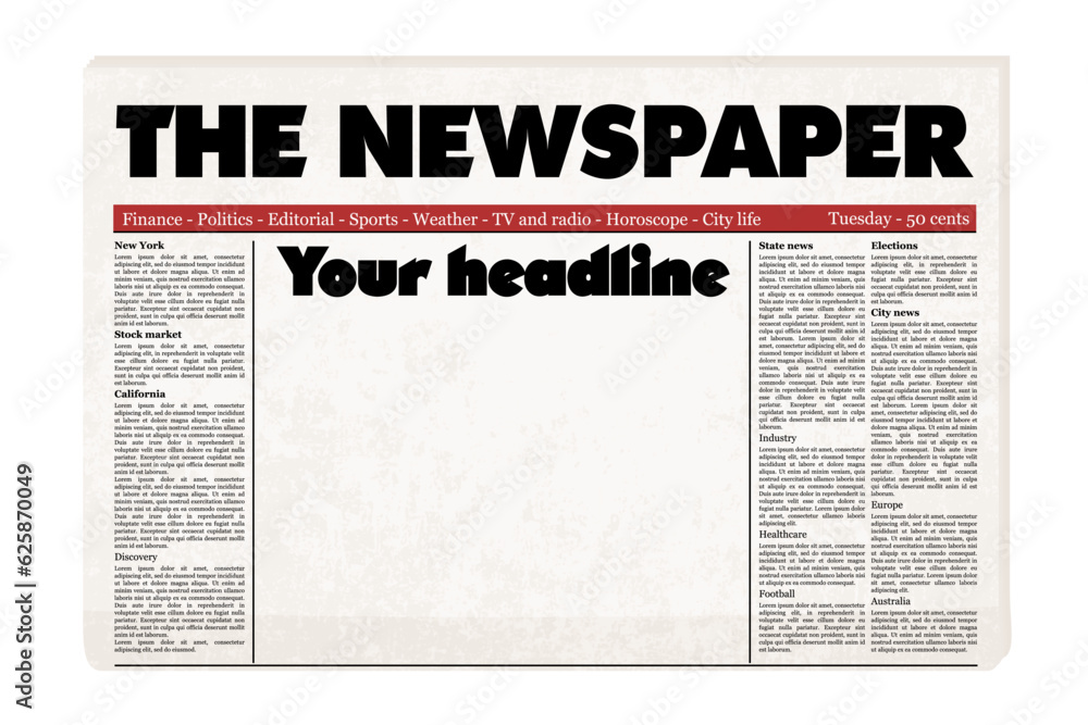Generic old newspaper vector template Stock Vector | Adobe Stock