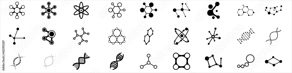 Molecules icon vector set. Chemistry illustration sign collection ...