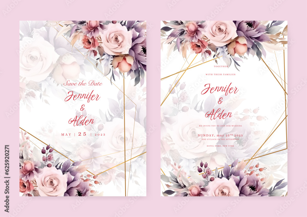 Luxury wedding invitation card background vector. Elegant botanical ...