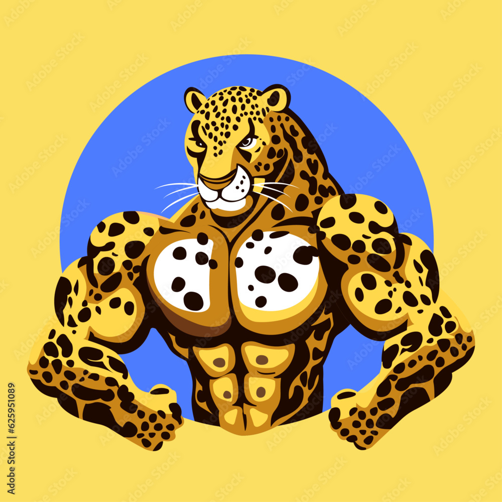 Strong leopard animal showing his muscles, jaguar mascot logo ...
