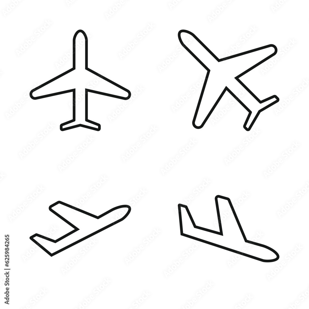 Editable Set Icon of Airplane, Vector illustration isolated on white ...
