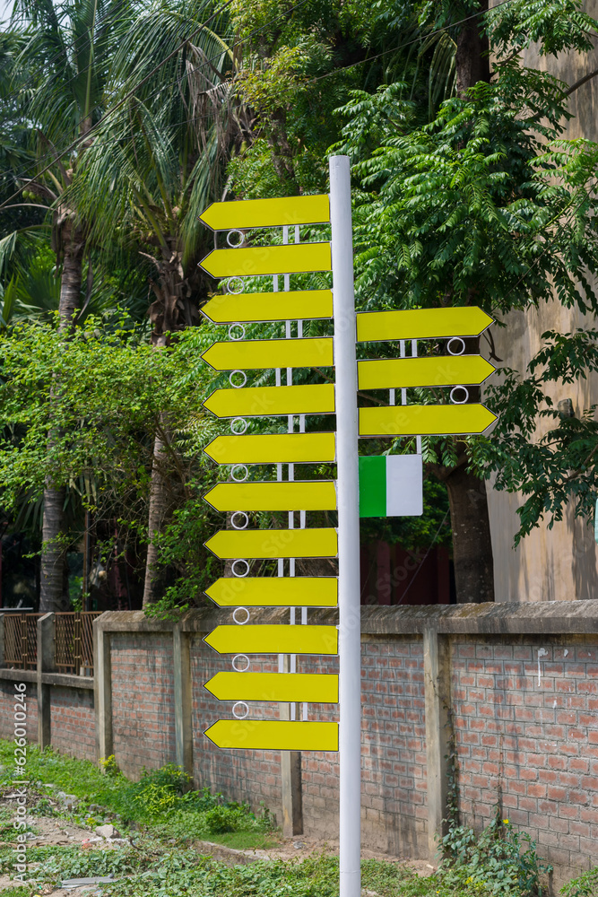 Roadside steel-making signposts are used to display instructions and ...