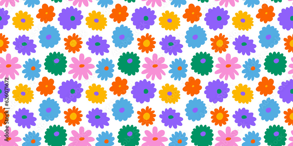 Colorful floral seamless pattern illustration. Vintage flower ...