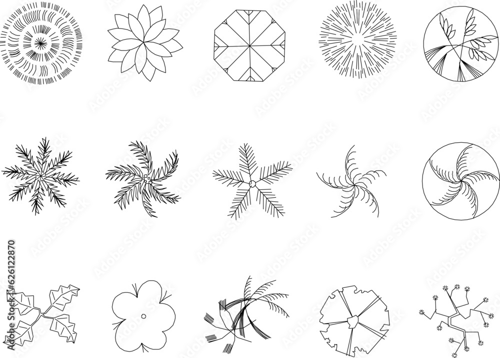 Vector sketch illustration of plant and tree view symbol design for ...