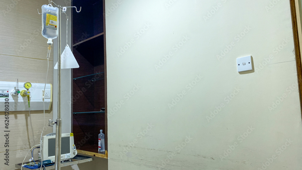 Medical drip or infusion with transparent liquid inside. Set iv fluid ...