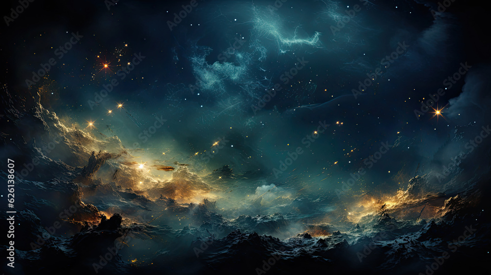 Celestial themed abstract background using a night-sky color palette ...