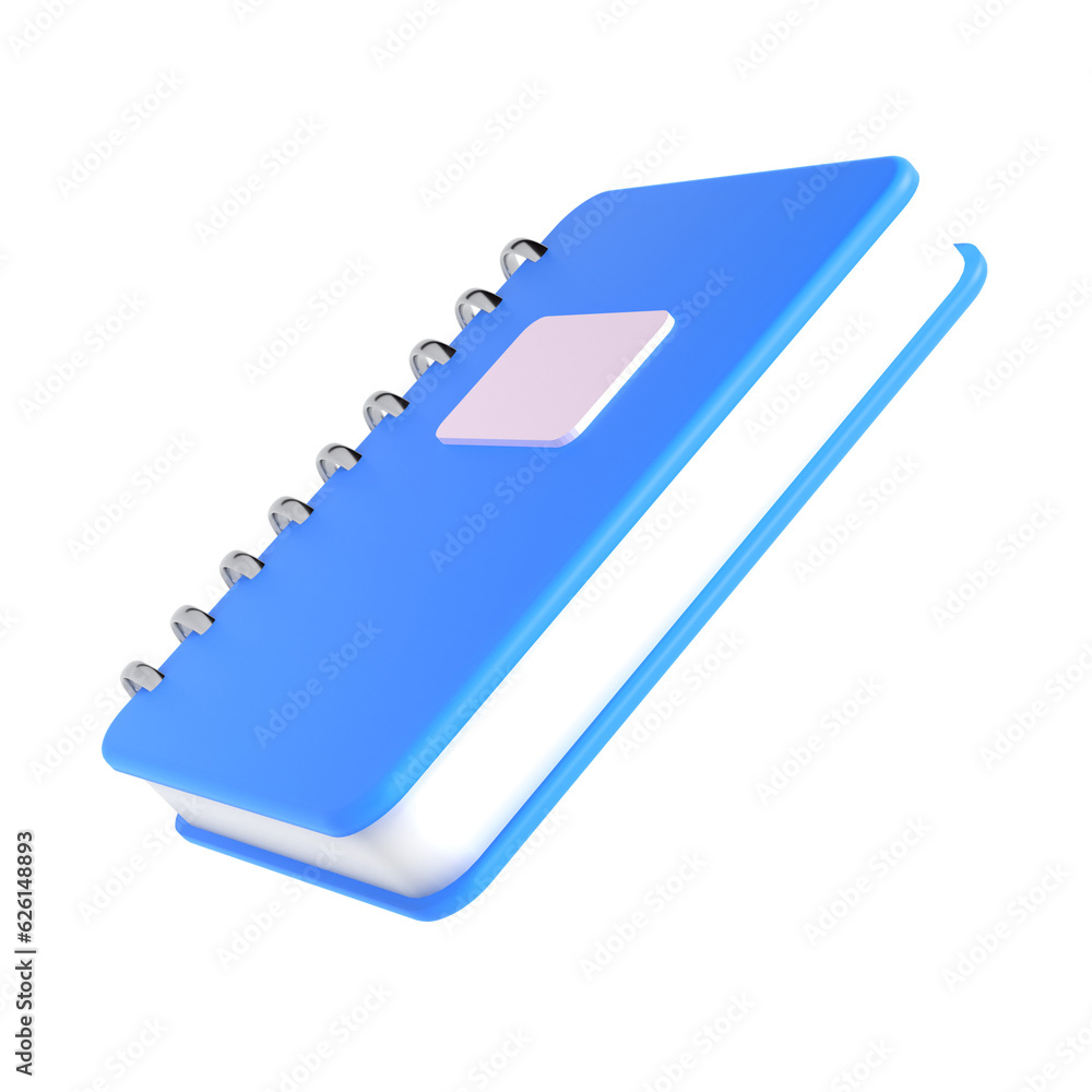 3d blue cute empty notepad book stationery for school isolated ...