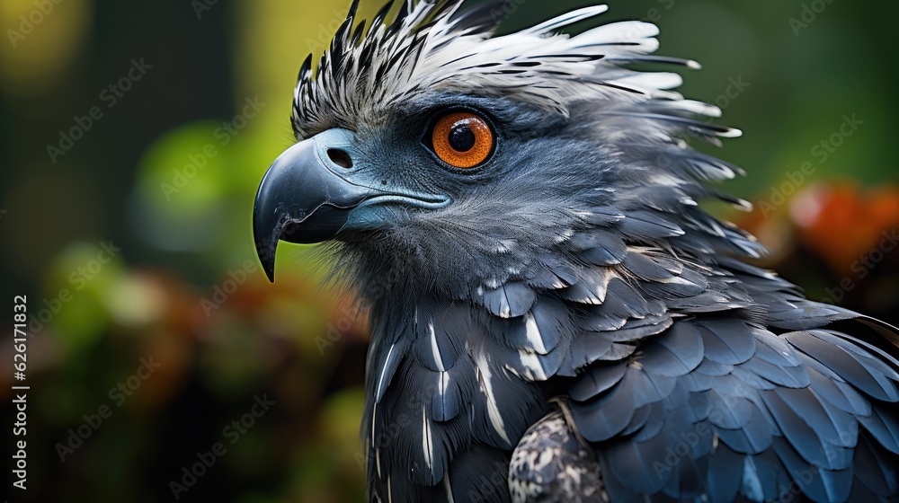 A harpy eagle (Harpia harpyja) perched in the Amazon rainforest, its ...