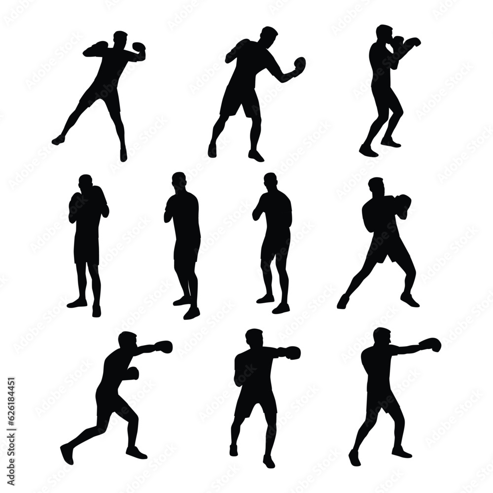 Man doing boxing moves exercise. Jab Cross Hook and Uppercut movement ...