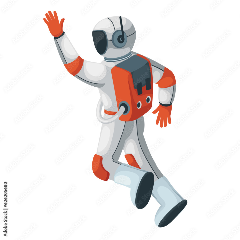 Astronaut flying in zero gravity vector illustration. Cartoon isolated ...