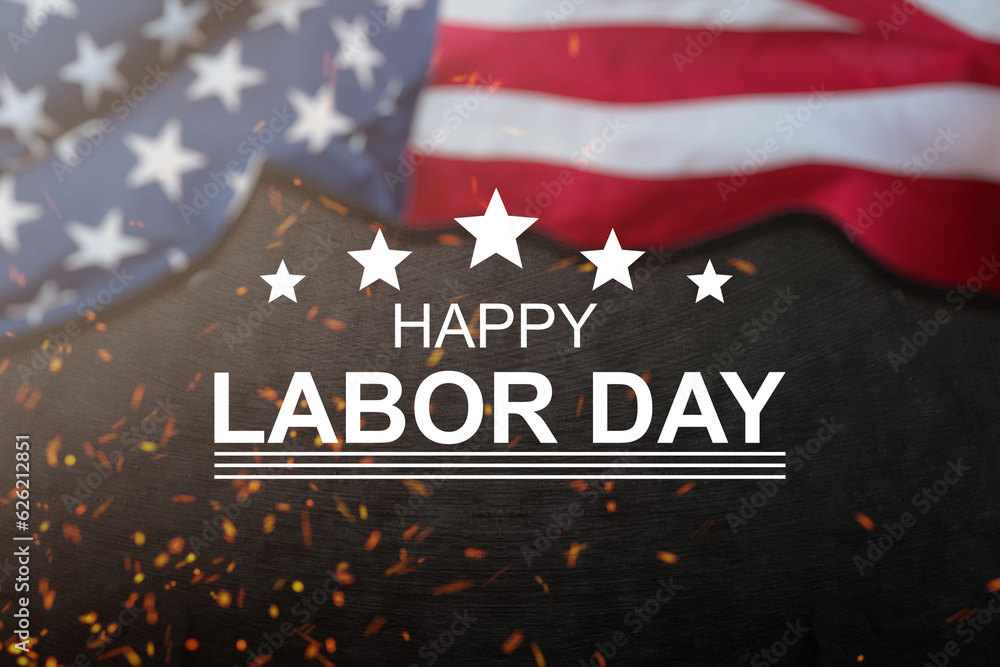Happy Labor day concept. American flag with different construction ...