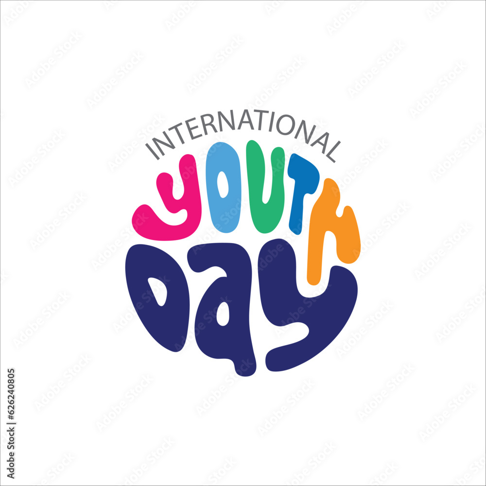 Youth day colorful lettering vector illustration to celebrate ...