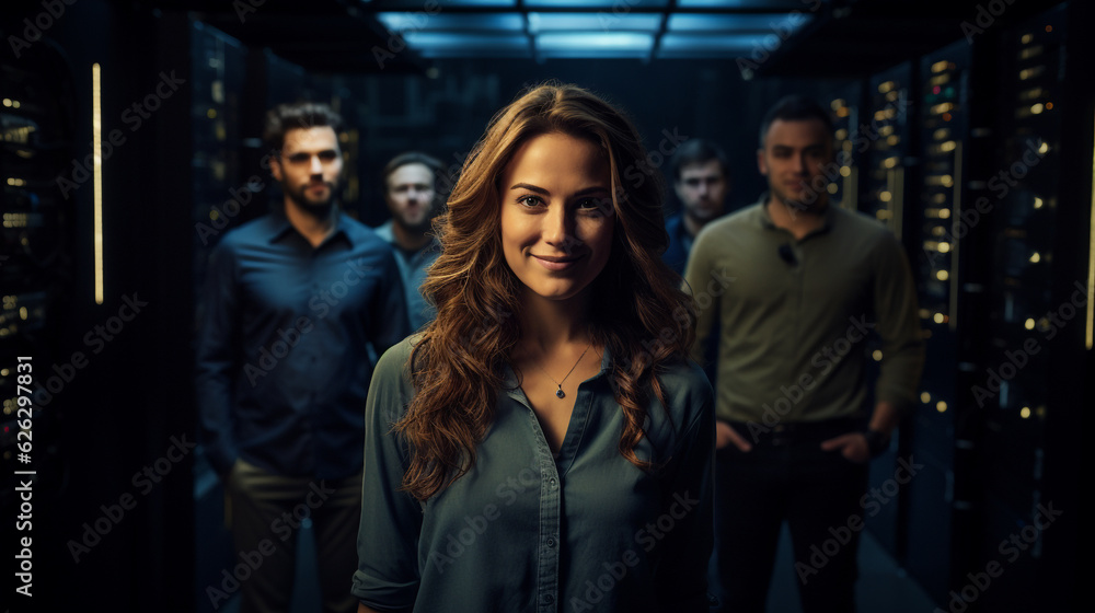 Inside a Modern Data Center: Team of IT Professionals in Action Stock ...