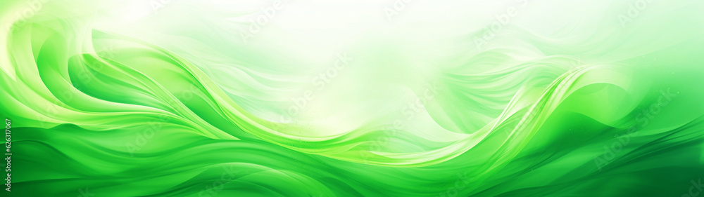 Banner with abstract green wave on white background. Border, card with ...
