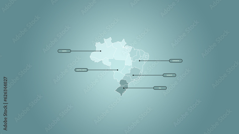 Mapa do Brasil e suas regiões, fundo azul Stock Illustration | Adobe Stock