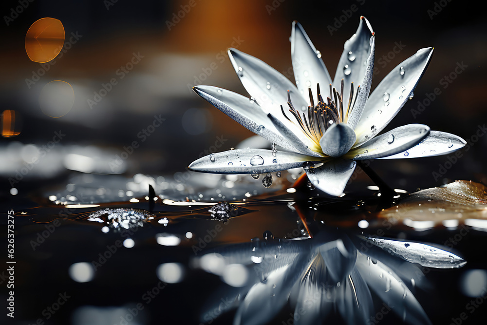 A detailed shot of a blooming lotus flower, capturing the intricate ...