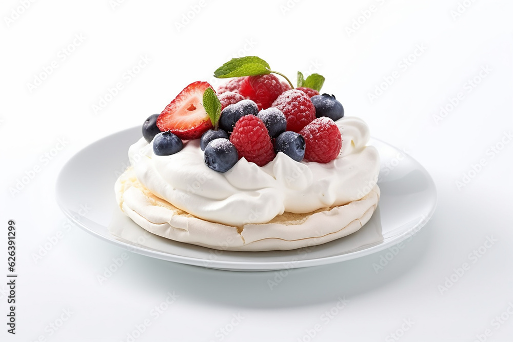 Delicious Pavlova - Famous in Australia/New Zealand on a Pure White ...