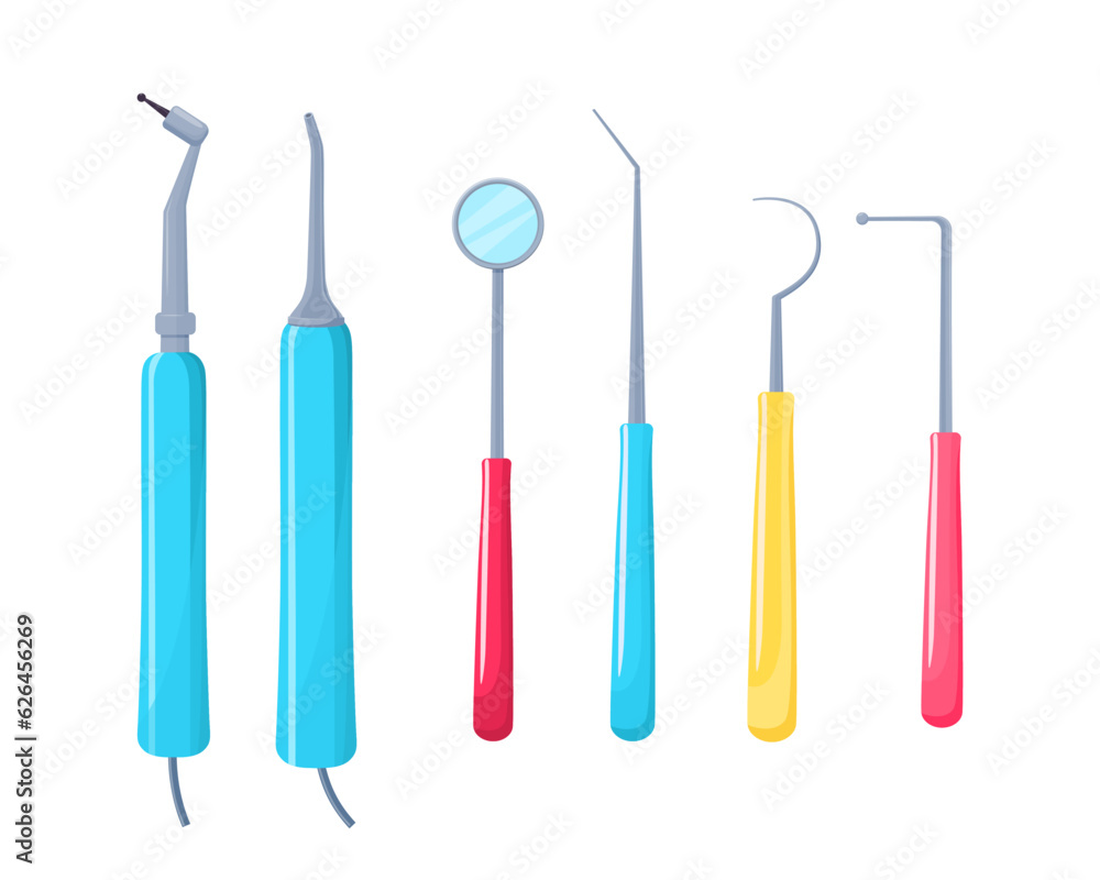 Tools for dental procedures vector illustrations set. Collection of ...