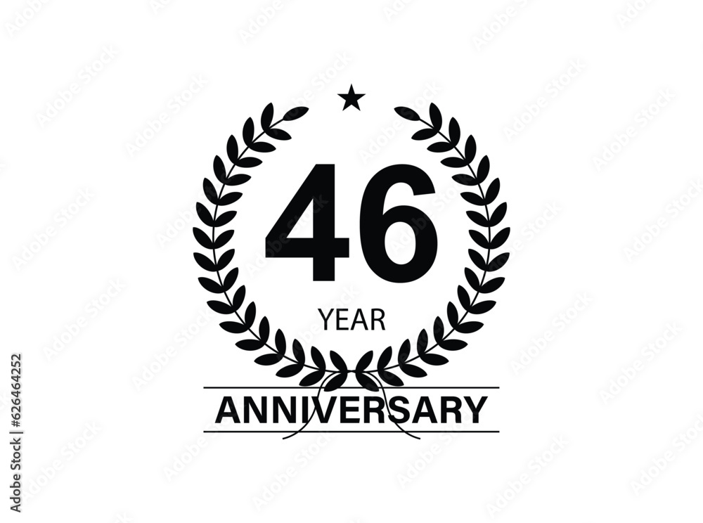 46 years anniversary pictogram vector icon, 46th year birthday logo ...