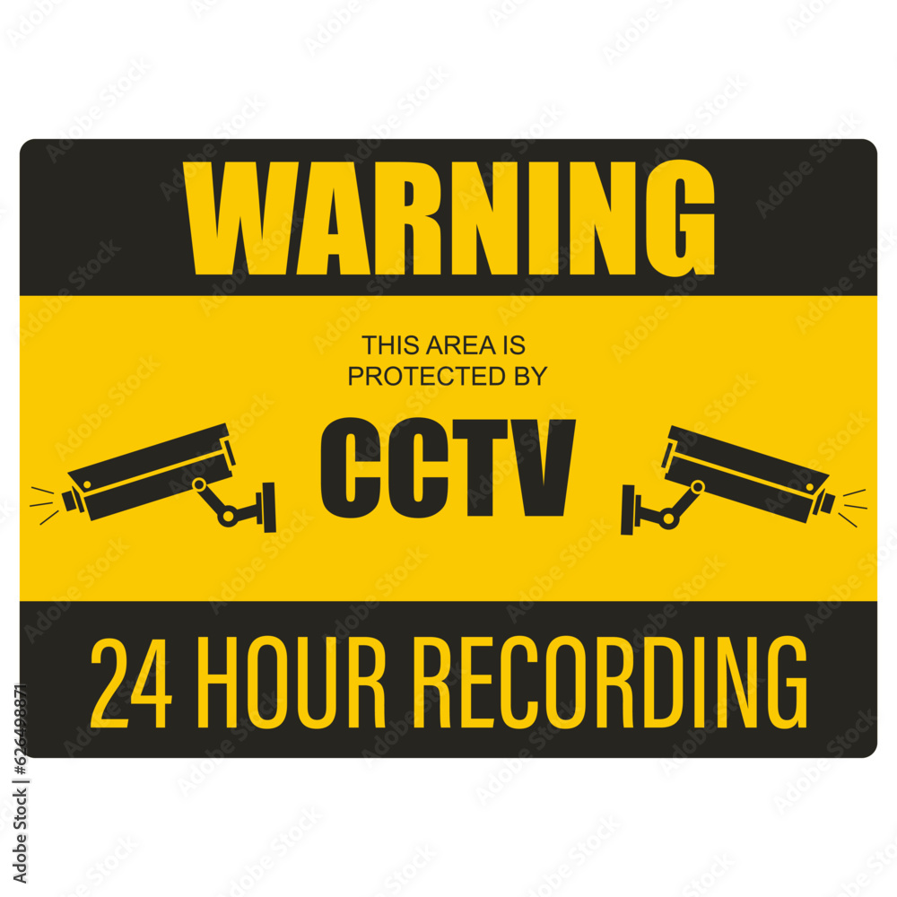 Printable black and yellow sticker 24 hour CCTV in operation, with ...