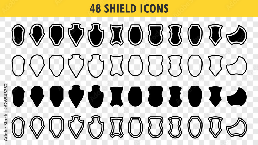Shield icons set. Security protection symbol signs. Vector illustration ...
