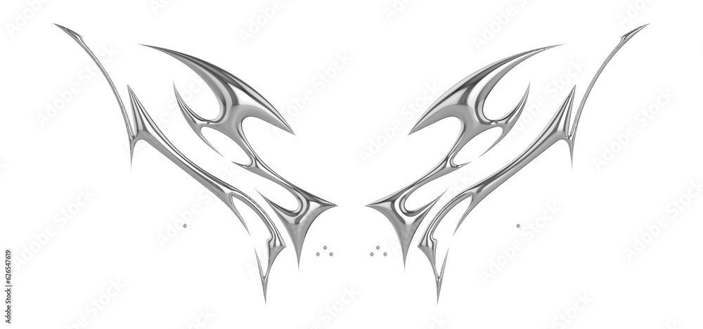 Succubus womb tattoo. Demon heart sigil, 3D chrome metal in triball ...