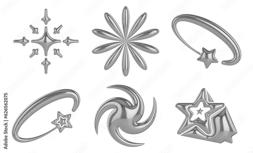 Iron star Y2K icon. Universal 3D shapes for design, projects, posters ...