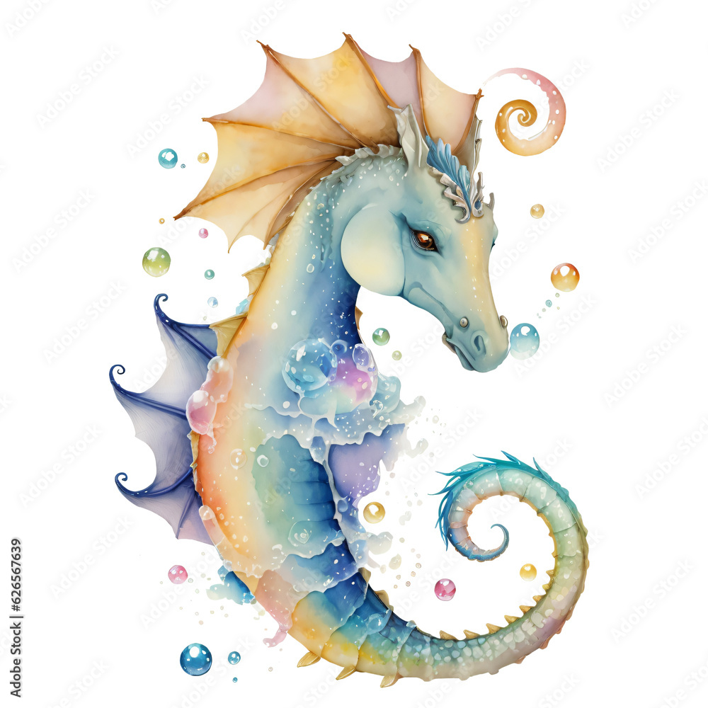 Ilustração Whimsical Watercolor Sea Creatures Clipart - Adorable Kids ...