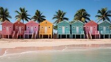 Beach Cabanas Tropical Beach Art Free Stock Photo - Public Domain Pictures