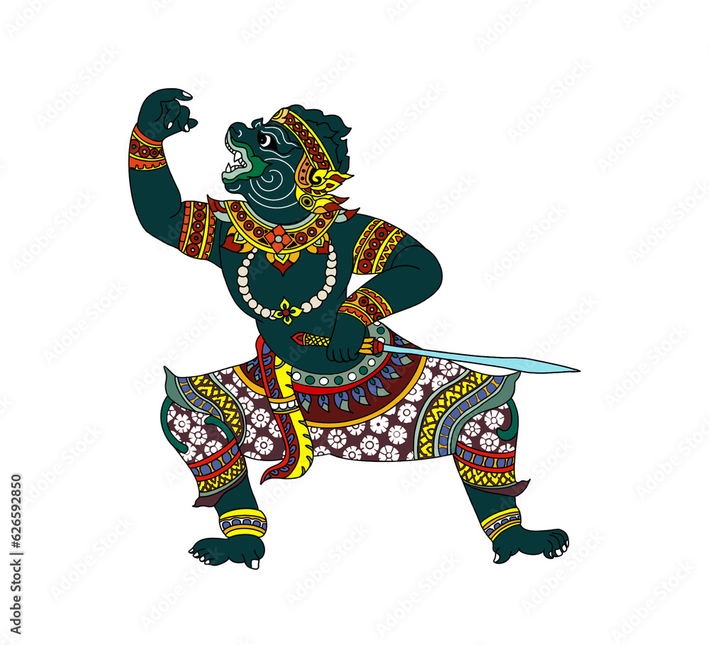 Stock-Illustration „monkey character in Ramayana Story, Ramayana Thai ...