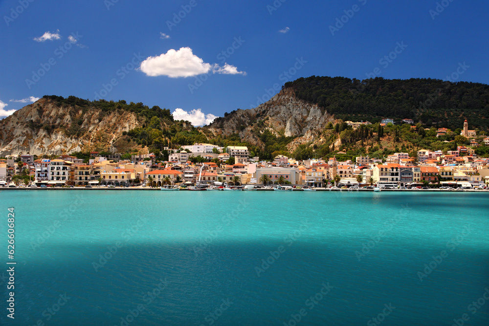 Zakynthos town, view of the capital of Zakynthos (or Zante), a ...