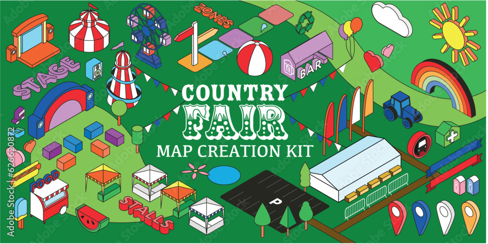 Country County Show Event Fair Festival Map Creation Kit Stock Vector ...