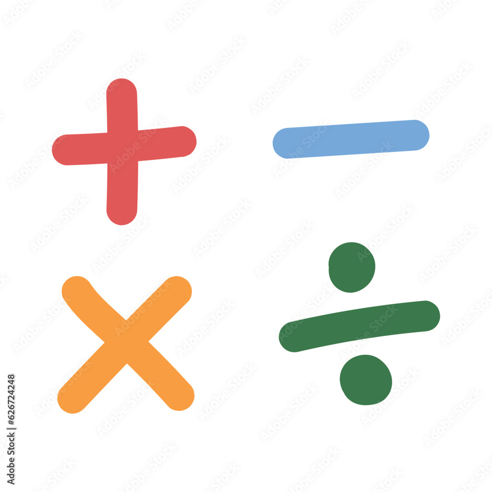 Four math operations clipart vector set. Simple addition, subtraction ...