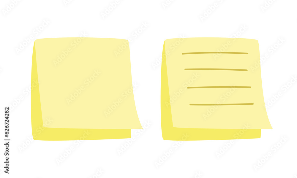 Sticky note clipart. Simple yellow blank and lined sticky note flat ...