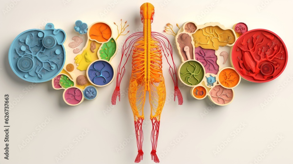 3D illustration of the human organ systems, Human internal organs ...
