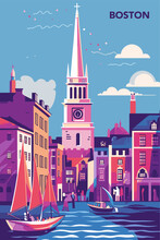 Boston Vintage Travel Poster Free Stock Photo - Public Domain Pictures