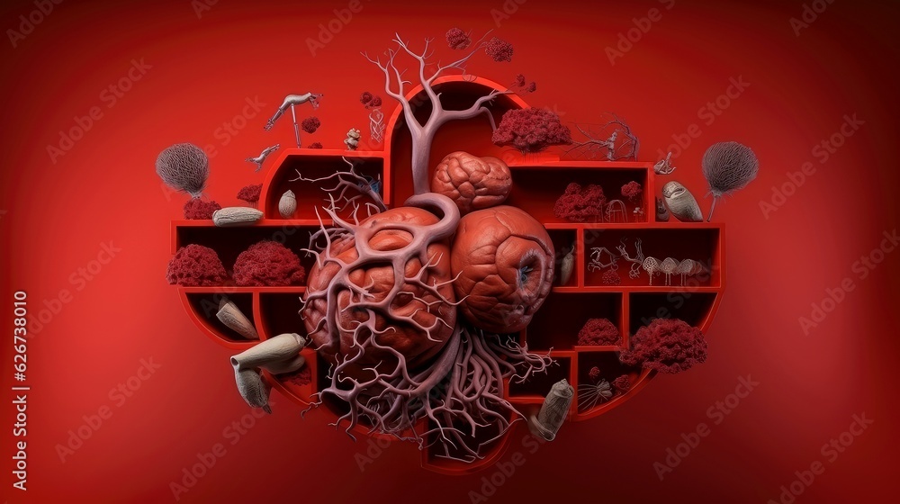 3D illustration of the human organ systems, Human internal organs ...