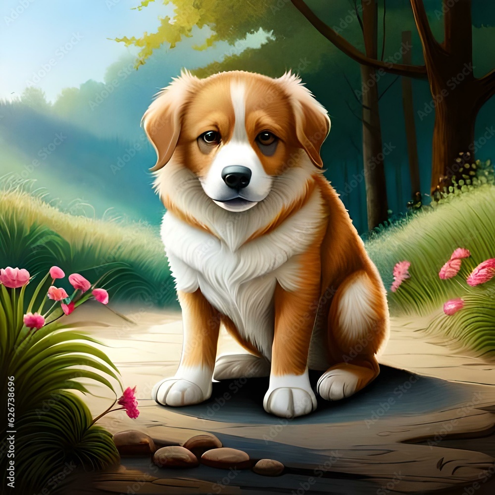 Cute Dog Illustration. Square Dimensi. Artificial Intelligence Stock ...