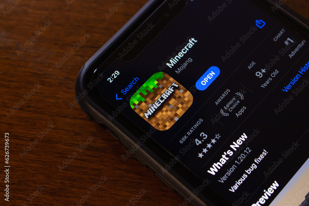 Vancouver, CANADA - Jul 20 2023 : Minecraft app seen in an App Store in ...