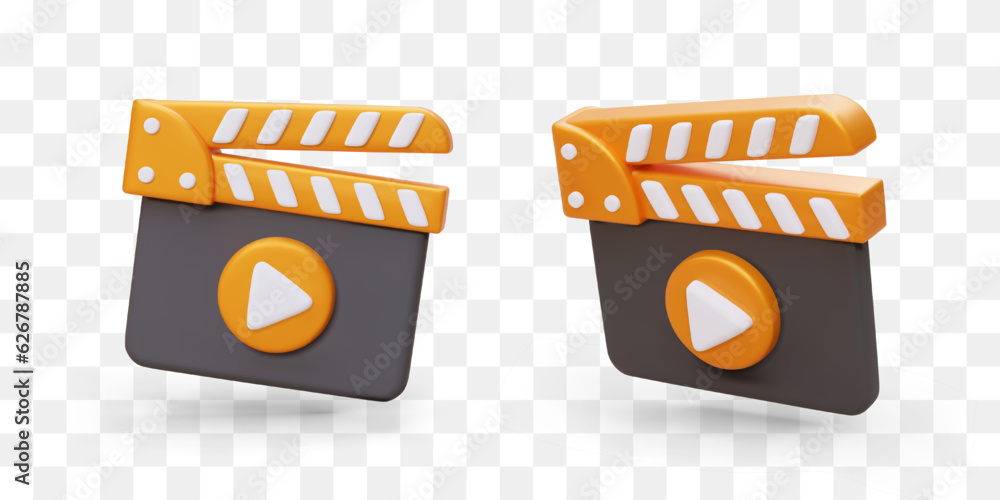 Realistic color clapperboard for shooting movie. Signal to start ...