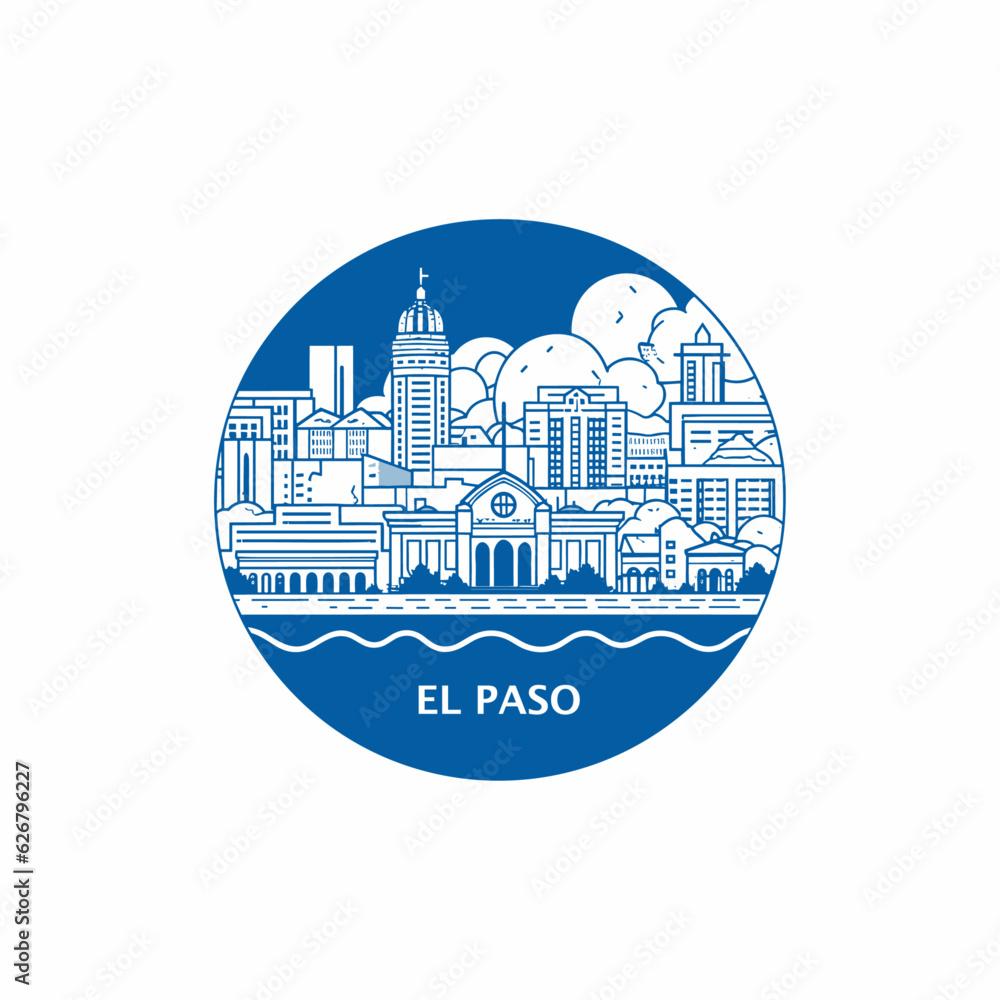 USA United States of America El Paso city logo with abstract shapes of ...