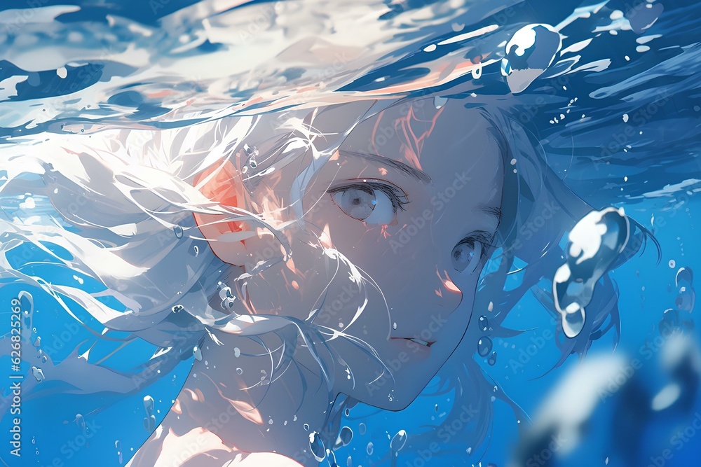 girl diving in the water, bold curves, well shaped body, flexible ...